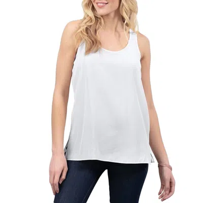 Lola And Sophie Distressed Satin Side Slit Tank Top In White | ModeSens