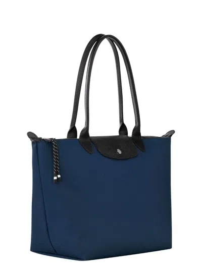 Longchamp 'le Pliage Energy L' Blue Shoulder Bag With Engraved Logo In ...