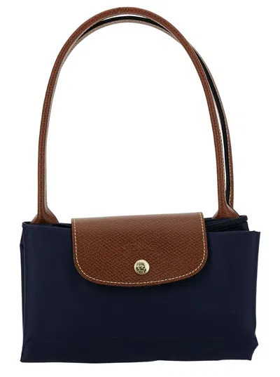 Longchamp 'm Le Pliage Original' Blue Shoulder Bag With Embossed Logo ...