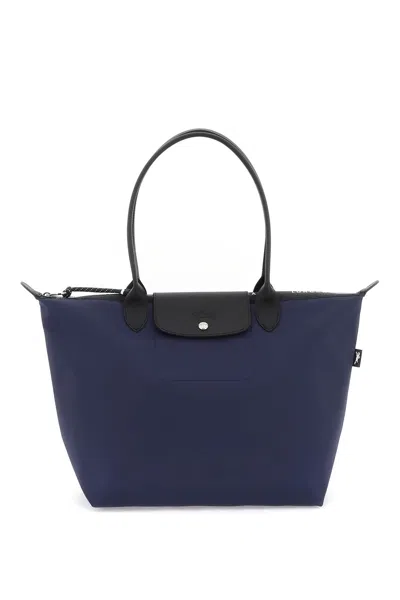 Longchamp Navy Blue Recycled Canvas L Le Pliage Energy Bag | ModeSens