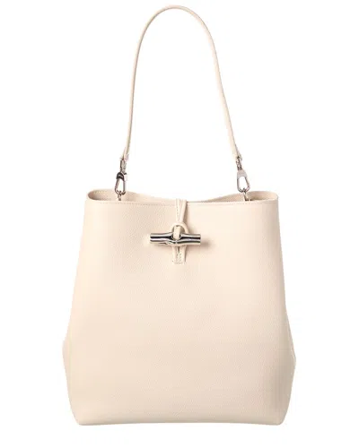 Longchamp Roseau Leather Shoulder Bag In White | ModeSens