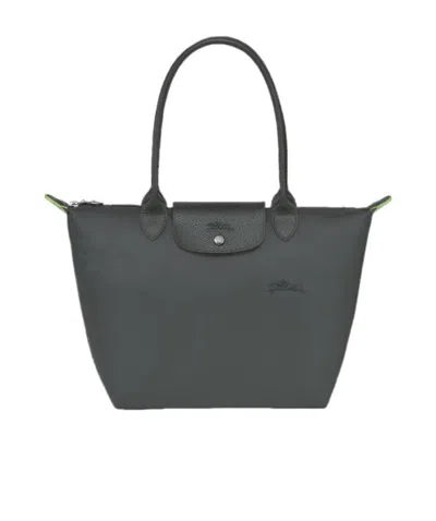 Longchamp 'le Pliage Grey' Grey Shoulder Bag With Engraved Logo On ...