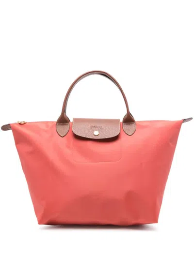 Longchamp Tomato Coloured Le Pliage Original M Bag In Pink | ModeSens