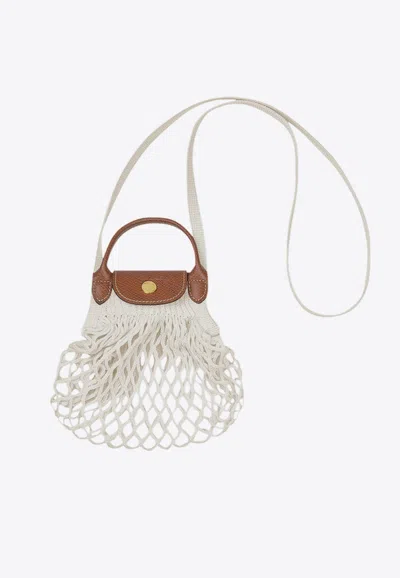 Longchamp Xs Le Pliage Filet Mesh Shoulder Bag In Ecru | ModeSens