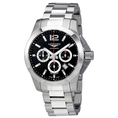 Longines Conquest Automatic Chronograph Black Dial Men's Watch ...