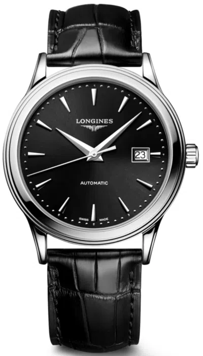 Longines Flagship Automatic Black Dial Leather Strap Men's Watch L4.984 ...