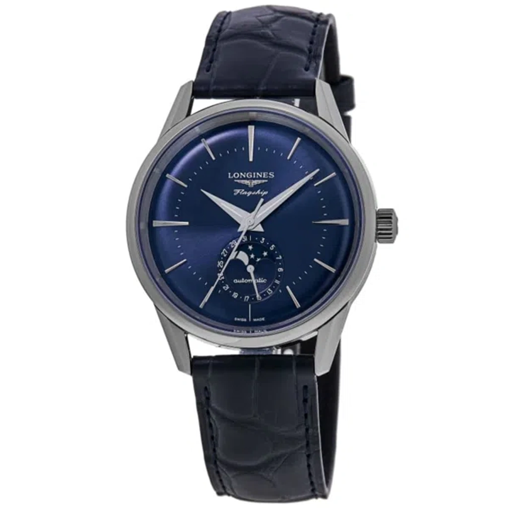 Longines Flagship Heritage Moonphase Automatic Blue Dial Leather Strap ...