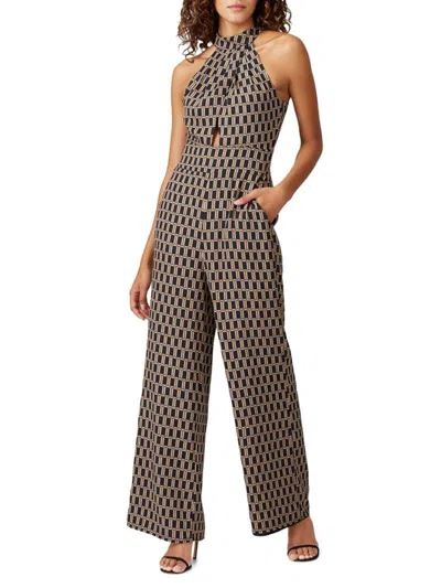 Louna Women's Geometric Print Halterneck Jumpsuit In Brown | ModeSens