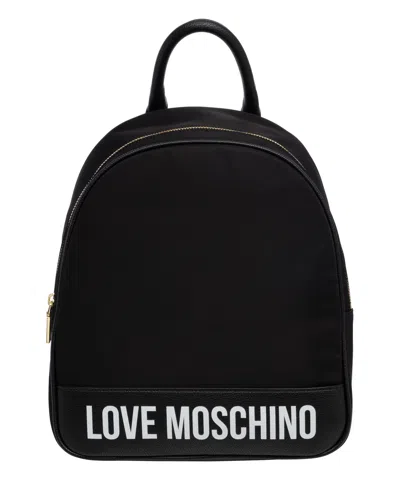Love Moschino Logo Print Backpack In Black | ModeSens