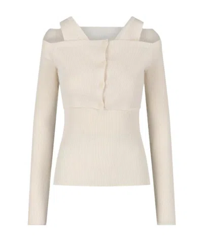 Low Classic Off-shoulder Knitted Cardigan Set In White | ModeSens