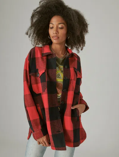 Lucky Brand Women's Plaid Oversized Shirt Jacket In Red | ModeSens