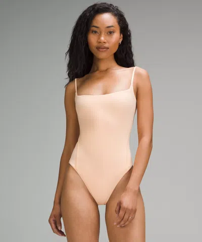 Lululemon Wundermost Bodysuit - Ultra-soft Nulu Square-neck Spaghetti-strap Bodysuit In Neutral ...