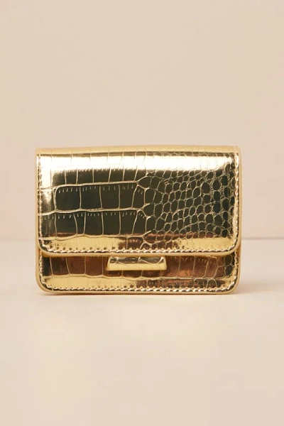 Lulus Impactful Shine Gold Croc-embossed Mini Crossbody Bag | ModeSens