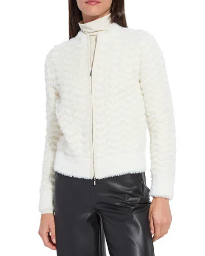 Lyssé Ivanna Zip Crewneck Cardigan Sweater In White | ModeSens