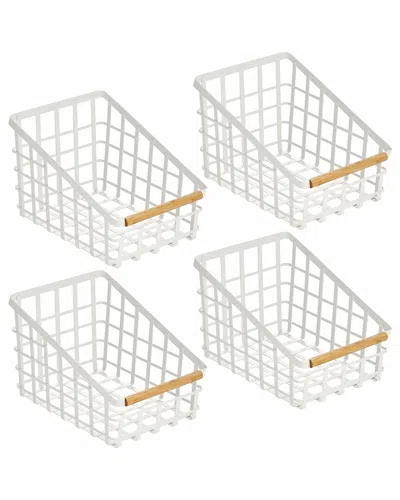 M Design Set Of 8 Slanted Metal Basket With Wood Handle | ModeSens