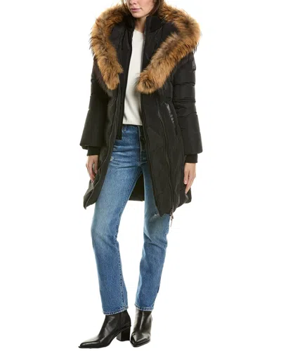 Mackage Kay Leather-trim Down Coat In Black | ModeSens