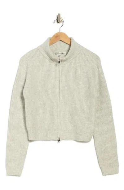 Madden Girl Mock Neck Zip Front Crop Cardigan In Gray | ModeSens