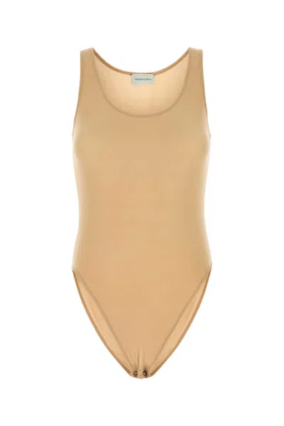 Magda Butrym Women Beige Stretch Cupro Bodysuit In Brown | ModeSens
