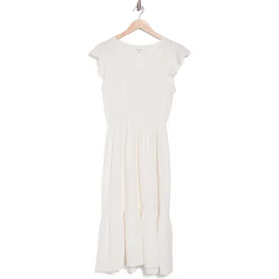 Maisie Flutter Sleeve Cotton Gauze Midi Dress In White | ModeSens