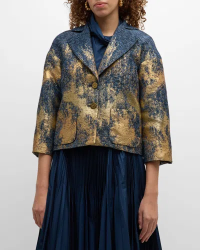 Maison Common Lurex Tweed Cabane Short Jacket In Blue | ModeSens