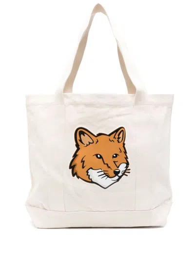 Maison Kitsuné Off White Off White Fox Head Tote Bag | ModeSens