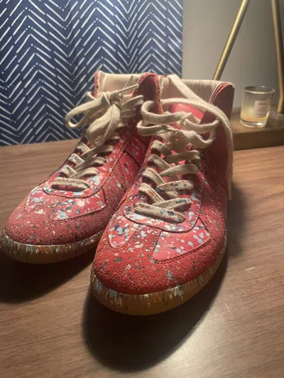 Pre-owned Maison Margiela Paint Splatter Gats Shoes In Red | ModeSens