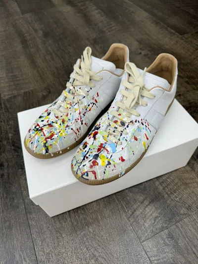 Pre-owned Maison Margiela ‘replica' Paint Splatter Gats White (42 ...