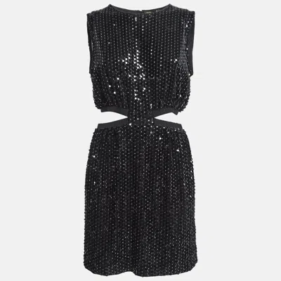 Pre-owned Maje Black Sequin Embellished Stretch Velvet Rassul Mini ...