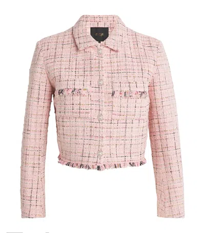 Maje Tweed Frayed Cropped Jacket In Pink | ModeSens