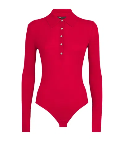 Maje Wool-silk Bodysuit In Red | ModeSens
