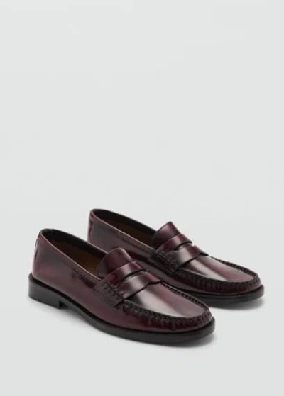 Mango Leather Moccasin Burgundy | ModeSens