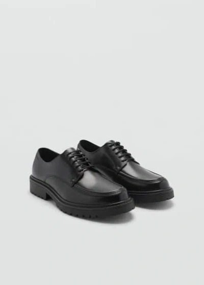 Mango Man Leather Blucher Shoes Black | ModeSens