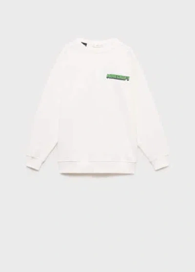 Mango Kids' Minecraft Sweatshirt Off White In Blanc Cassé | ModeSens