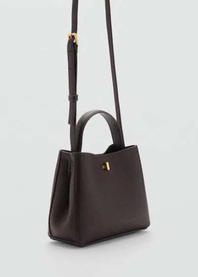Mango Mini Shopper Bag With Metallic Detail Chocolate | ModeSens