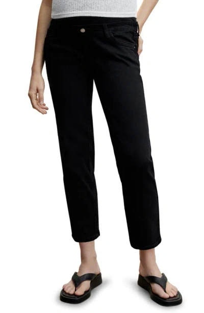 Mango Over The Bump Crop Straight Leg Maternity Jeans In Black Denim ...