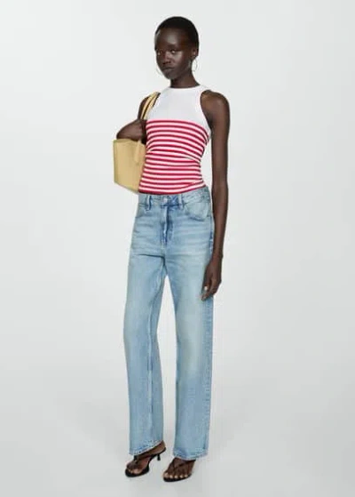 Mango Stripe-print Top Red | ModeSens