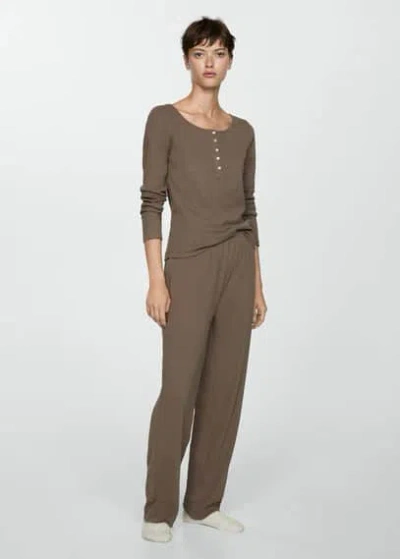 Mango Two-piece Cotton Pyjamas Medium Brown | ModeSens