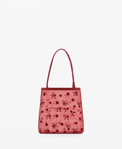 Mango Women's Flower-embroidered Mesh Bag In Red | ModeSens