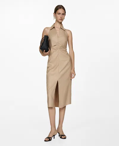 Mango Women's Opening Polo Neck Dress In Lt Pastel Brown | ModeSens