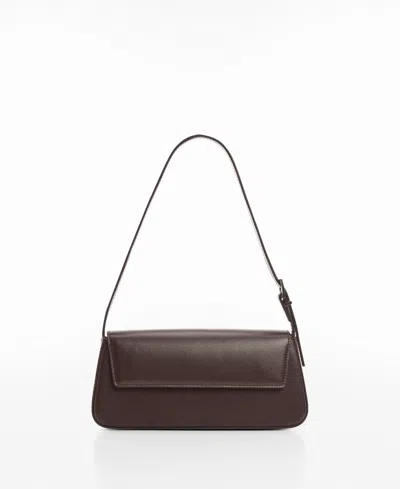 Mango Women's Patent Leather Effect Flap Bag In Dark Brown | ModeSens