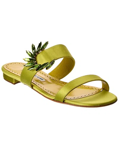 Manolo Blahnik Chivela 10 Satin Sandal In Green | ModeSens