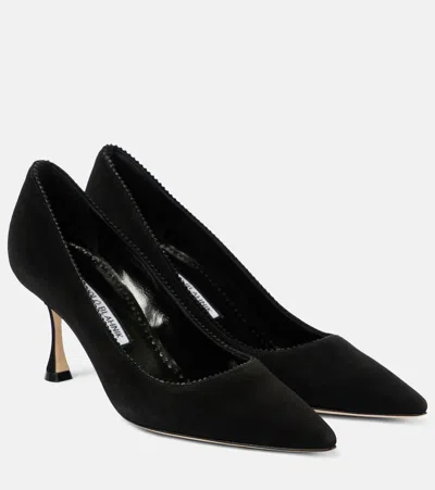 Manolo Blahnik Osmaclo Suede Pumps In Black | ModeSens