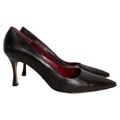Manolo Blahnik Pointed Toe Pumps In Black Leather | ModeSens