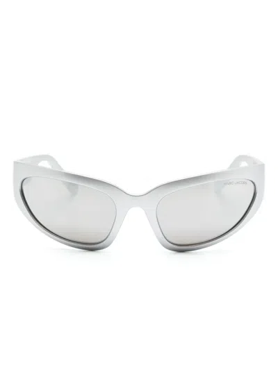 Marc Jacobs The Bold Logo Biker-frame Sunglasses In Grey | ModeSens