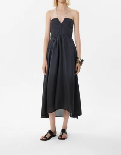 Maria Cher Corrientes Tori Midi Dress In Charcoal In Pink | ModeSens
