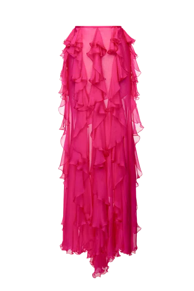 Maria Kokhia Sheer Ruffles Maxi Skirt In Pink | ModeSens