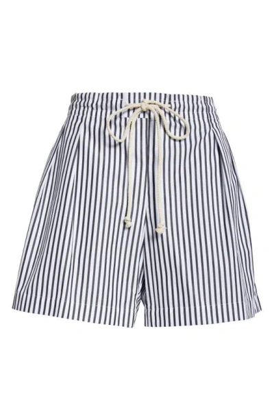 Maria Mcmanus Stripe Organic Cotton Drawstring Shorts In Black And ...