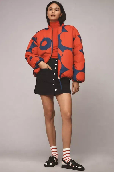 Marimekko Holkki Unikko Lightweight Padded Jacket In Red | ModeSens