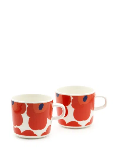 Marimekko Unikko Mugs (set Of Two) In Red | ModeSens