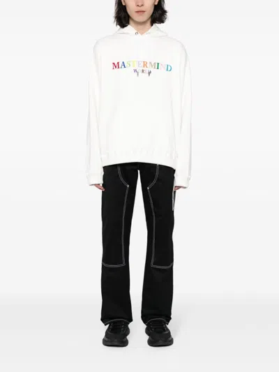 Mastermind Japan Logo-embroidered Cotton Hoodie In White | ModeSens